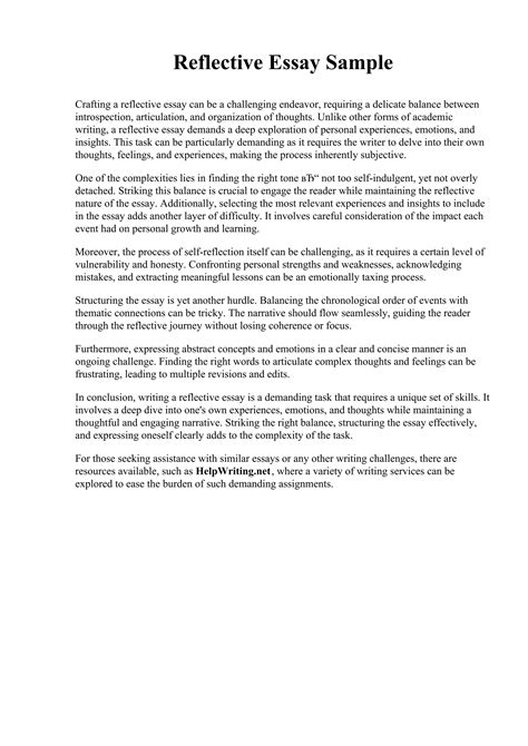 Reflective Essay Sample Pdf