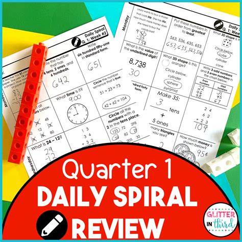 Quarter 1 3rd Grade Daily Spiral Math Review Glitter In Third