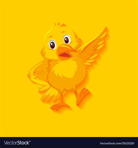 Cute Yellow Bird Cartoon Character Royalty Free Vector Image