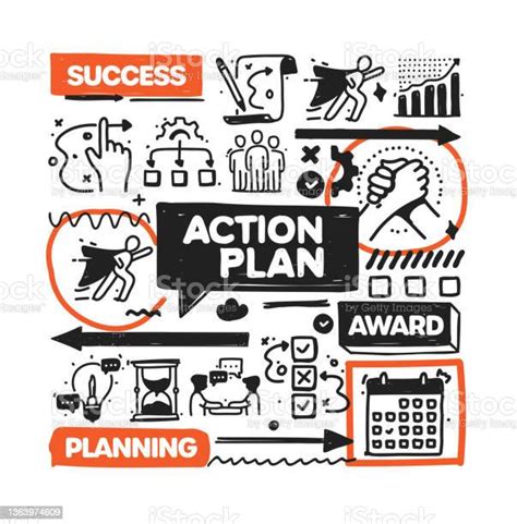 작업 계획 개체 및 요소입니다 벡터 낙서 일러스트 컬렉션입니다 손으로 그린 아이콘 세트 또는 배너 템플릿 낙서 드로잉에 대한 스톡 벡터 아트 및 기타 이미지 Istock