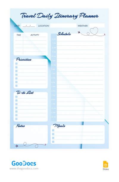 Daily Activity Planner Template