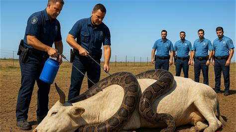 Animal Rescue Rescue Team Saves Mother Cow From Giant Python Attack