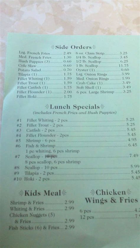 Menu At Anna Seafood Restaurant Hampton
