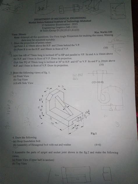 St Year Sem Papers Engineering Graphics