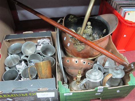 Lot 1090 Copper Log Bucket Posser Stick Brass And