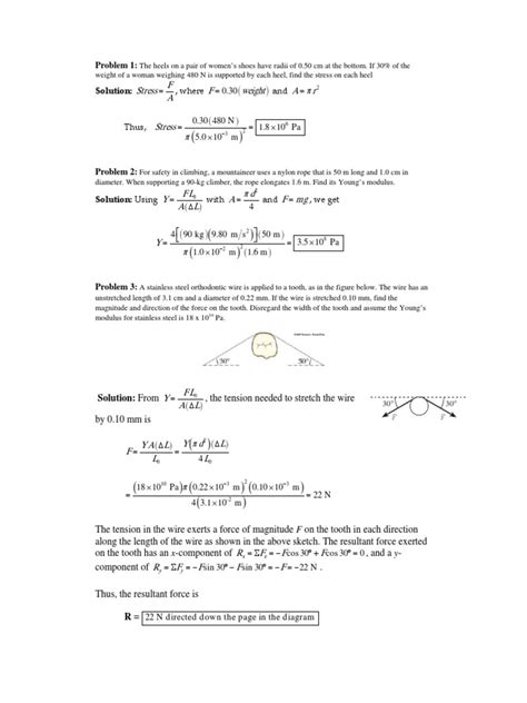 problems and solution on elasticity pdf tension physics force
