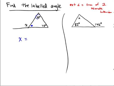 Finding An Angle Measure For A Triangle With An Extended Side Worksheets Library