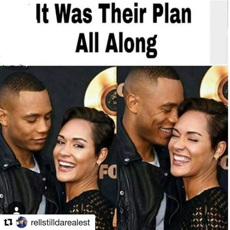 A Man And Woman Smiling Together With The Caption It Was Their Plan All Along