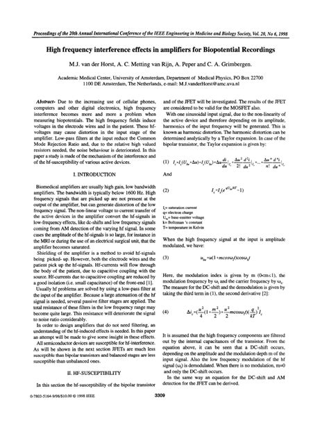 Pdf High Frequency Interference Effects In Amplifiers For