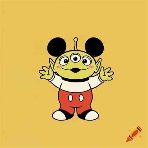Cartoon Illustration Of The Toy Story Alien Character Wearing A Mickey