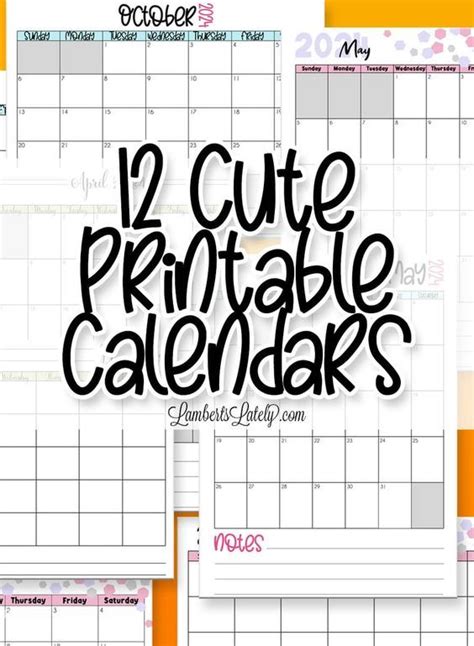 12 Cute Printable Calendars For 2024 Artofit