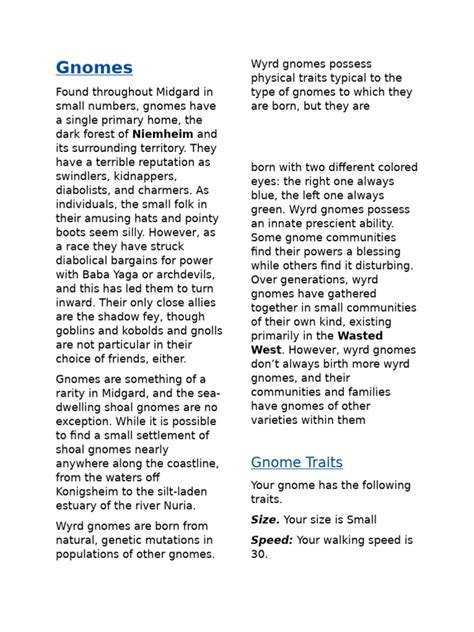 Wyrd Gnomes In Midgard Traits And Lore Pdf Blade