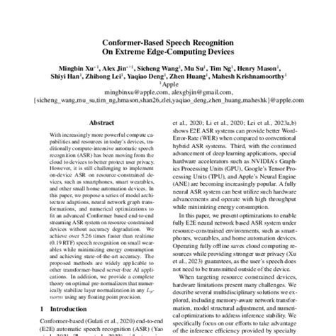 Conformer Based Speech Recognition On Extreme Edge Computing Devices