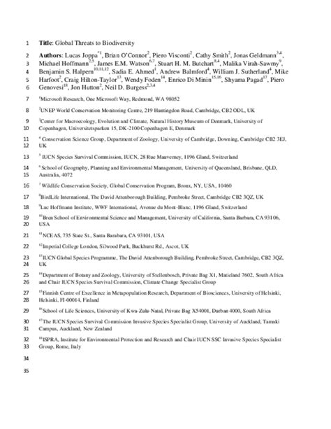 Pdf Big Data And Biodiversity Filling In Biodiversity Threat Gaps