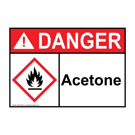 Danger Acetone Sign With Symbol Ansi Ghs