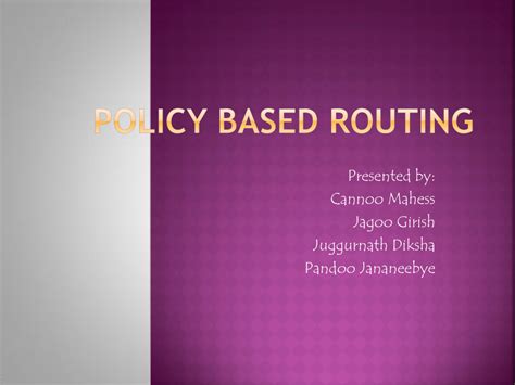 Pdf Policy Based Routing