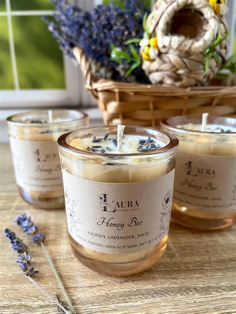 Honey Lavender Sage Soy Candle Handcrafted Aromatherapy Botanical