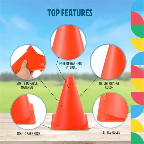 Dazzling Toys Mini Traffic Cones 7 Pack Of Orange Sports Safety Cones