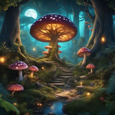 Mushroom Forest Fantasy Fantasztikus Gombaerdő Meserajz Foret