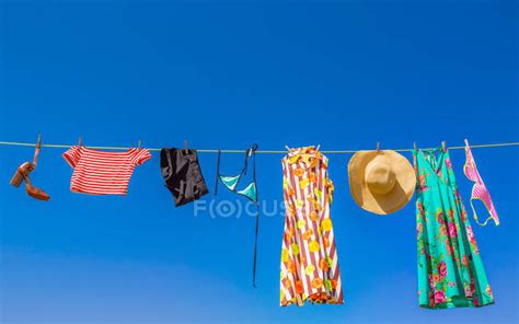 Scenic View Of Laundry Hanging On A Washing Line — Freshness Medium