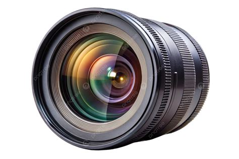 Professional Camera Lens Isolated On White Background Featuring Reflective Optics And Precision