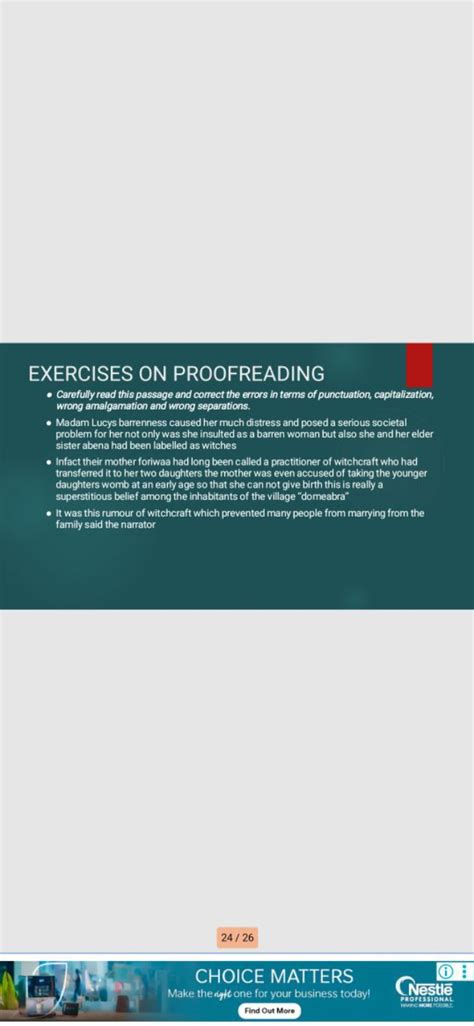 Exercises On Proofreading Carefully Read This Passage And Correct The Er