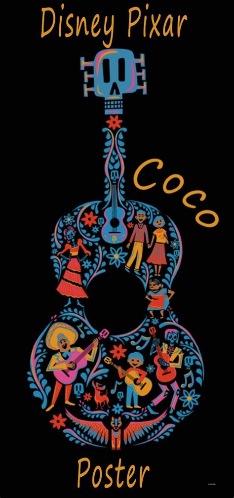 Disney Pixar Coco Colorful Character Guitar Poster Zazzle Disney