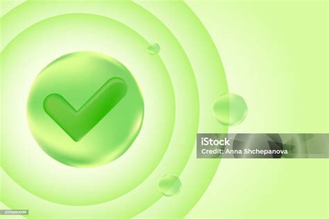 귀여운 3d 친환경 체크 표시 아이콘 녹색 빛나는 거품 비즈니스 디자인 요소 프리젠 테이션 인포 그래픽 단계 예 또는 승인 아이콘을 클릭합니다 투표 벡터 클립 아트 0명에