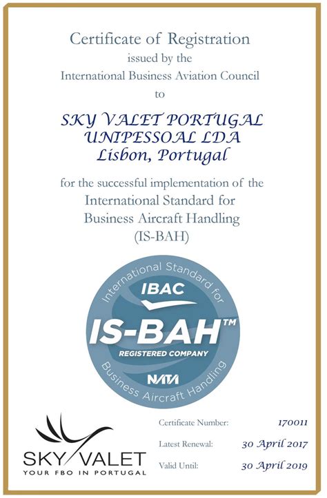 Is Bah Certificate Of Registration By Sky Valet Portugal Issuu