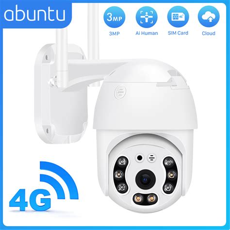 Abuntu 4g Sim Card Ip Camera Home Security Protection 3mp Ptz Camera Outdoor Ai Huamn Detection