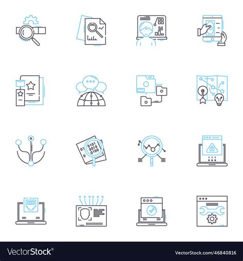 Market Forecasting Linear Icons Set Prediction Vector Image