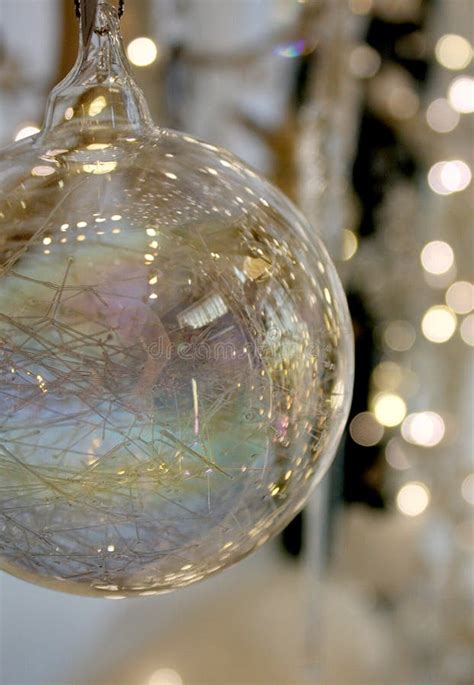 Sphere Shaped Crackled Translucent Glass Christmas Ornament Stock Image