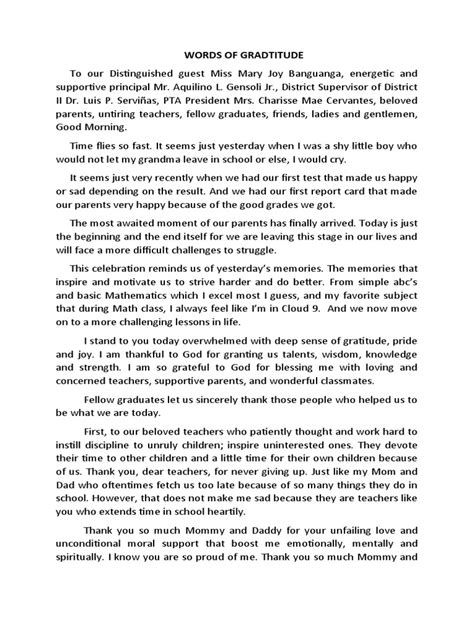 Reflection Speech Pdf Gratitude