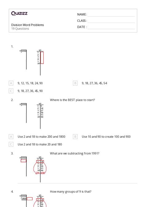 Division Word Problems Worksheets Grade 5 Division Word Problems For