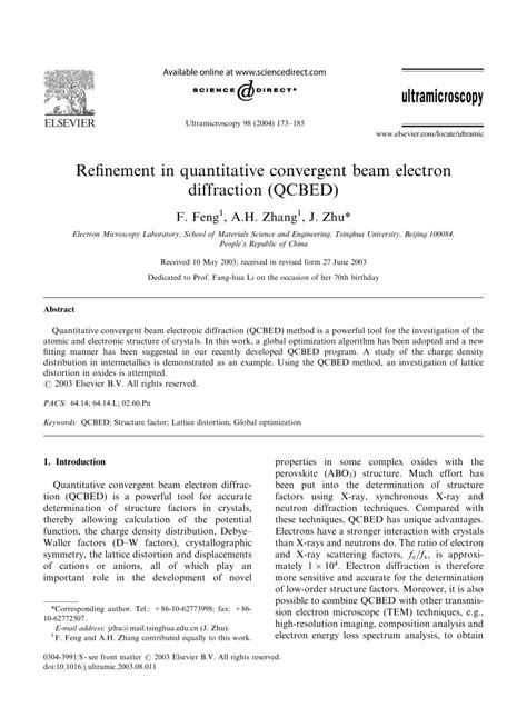 Pdf Refinement In Quantitative Convergent Beam Electron Diffraction Qcbed