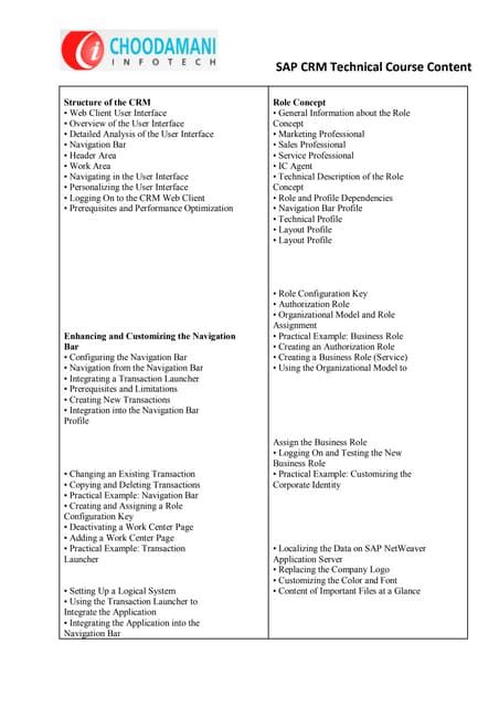 Sap Crm Technical Training Online Sap Crm Technical Course Pdf