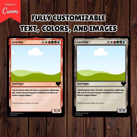 Custom Mtg Card Template Editable Magic Card Canva Etsy