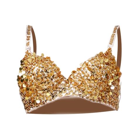 Yotijay Sequin Corset Costume Push Up Bra For Nightclub Belly Dance Show Girls Rave S