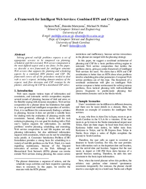 Pdf A Framework For Intelligent Web Services Combined Htn And Csp Approach