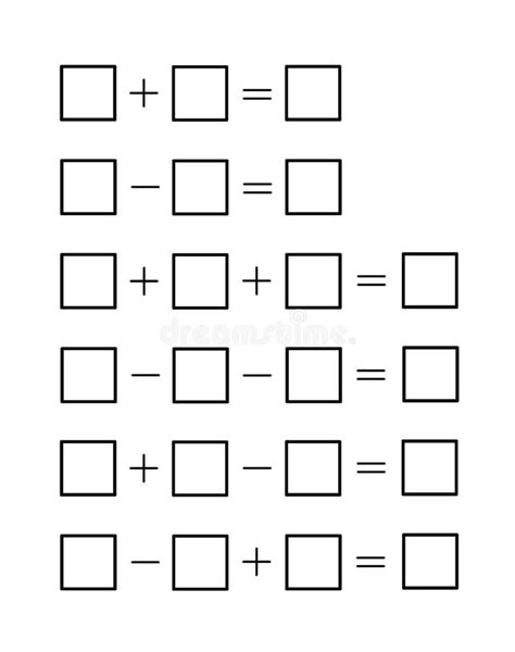 Basic Math Worksheet With Addition And Subtraction Exercises Stock Illustration Illustration