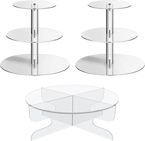 Actororp 3 Pcs Acrylic Cake And Cupcake Stand Combo 3 Tier