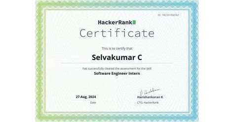 Hackerrank Skill Certificate Selvakumar C
