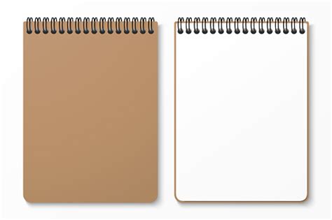 모형을 위해 흰색 배경에 격리 된 이미지 또는 텍스트를위한 공간이있는 상단보기 나선형 노트북 수평 나선형 디자인 개념 벡터 일러스트레이션 메모장에 대한 스톡 벡터 아트 및