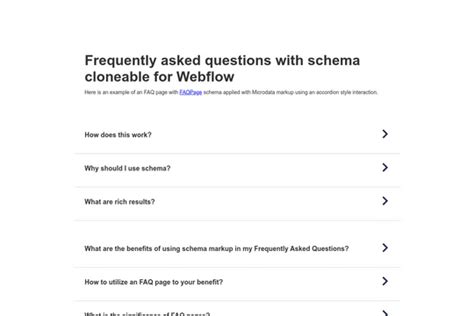 Faq Page With Schema Accordion Style Cms Webflow