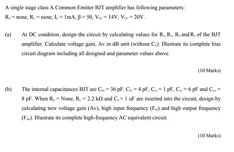 A Single Stage Class A Common Emitter Bjt Amplifier