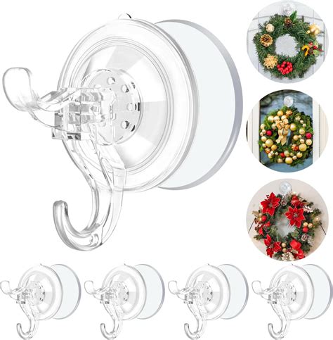 Aentgiu Wreath Hanger 5 Pack Heavy Duty Suction Cup Hooks