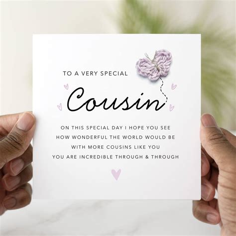 Poem Crochet Butterfly Cousin Birthday Card By Swootsy