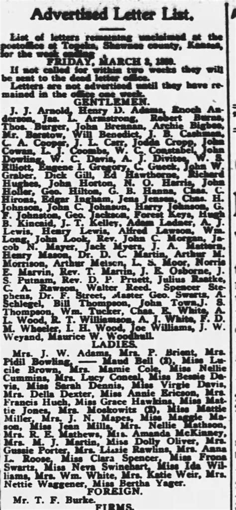 Chas E White Unclaimed Letter ™