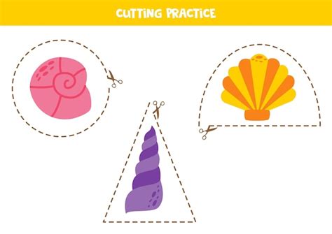 Cutting Practice For Preschoolers Cut Out Cute Sea Shells Premium Vector