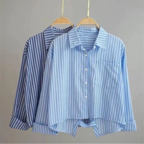 Jual Chasie Top Kemeja Salur Lengan Panjang Shopee Indonesia